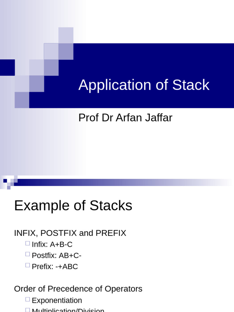 Lec-8 Application of Stack | PDF | Mathematical Notation | Notation