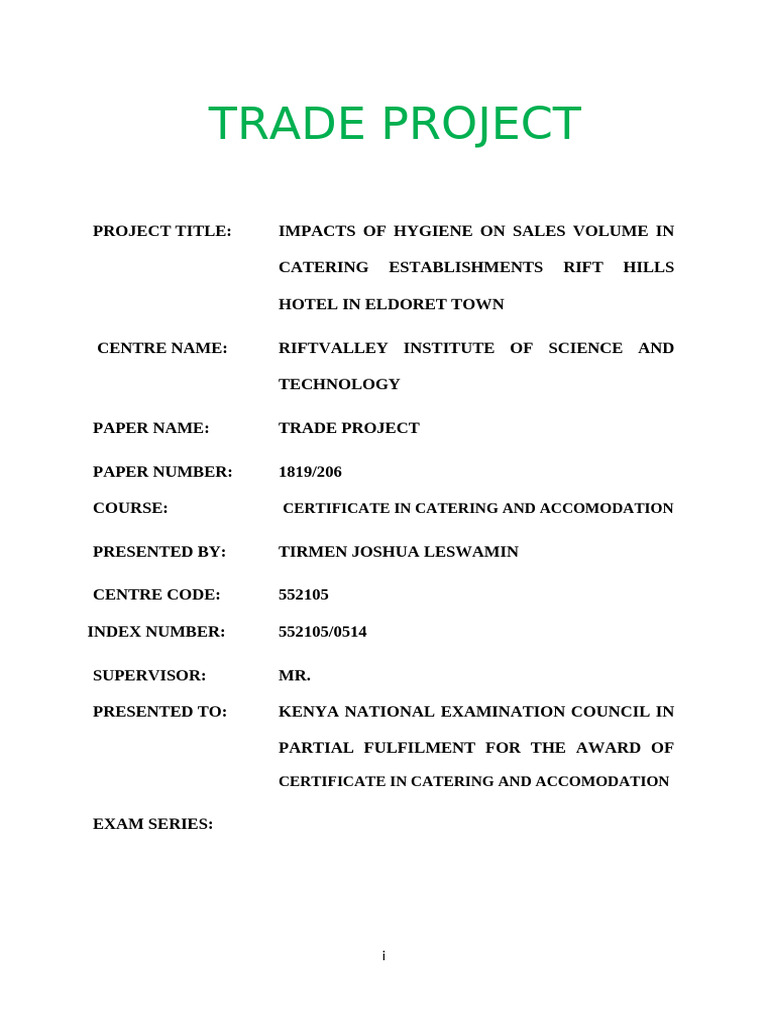 TRADE-Impacts of Hygiene On Sales Volume in Catering Establishments ...