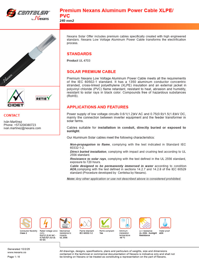 Nexans 540479131 | PDF | Insulator (Electricity) | Electrical Conductor