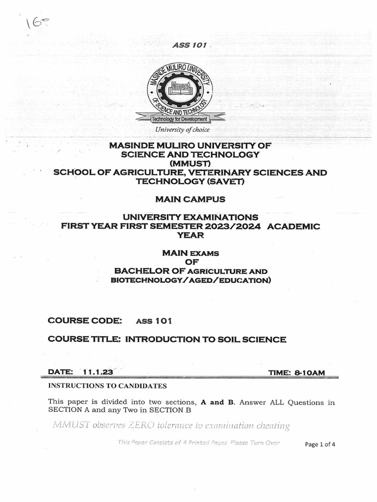 Ass 101 Introduction To Soil Science-2 | PDF