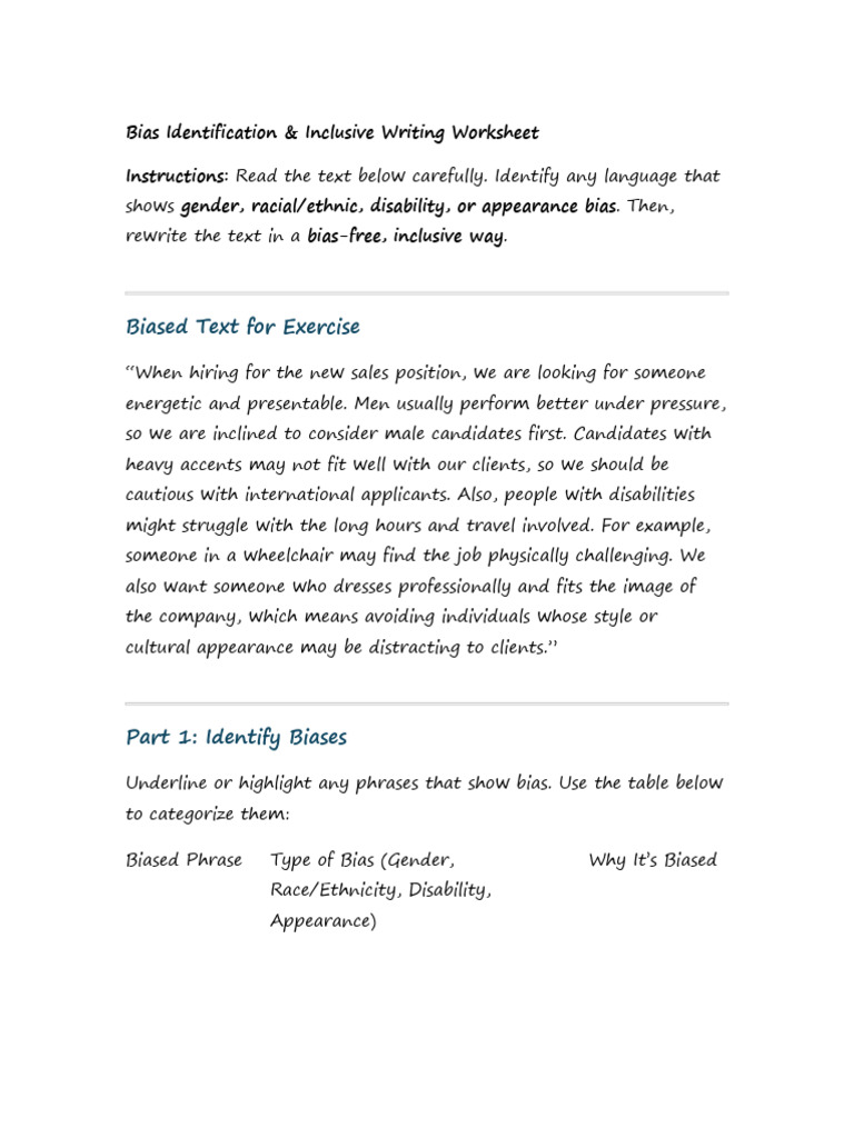Bias Rewriting Exercise1 | PDF