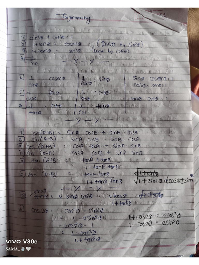 Trigo and Differentiation Formula | PDF