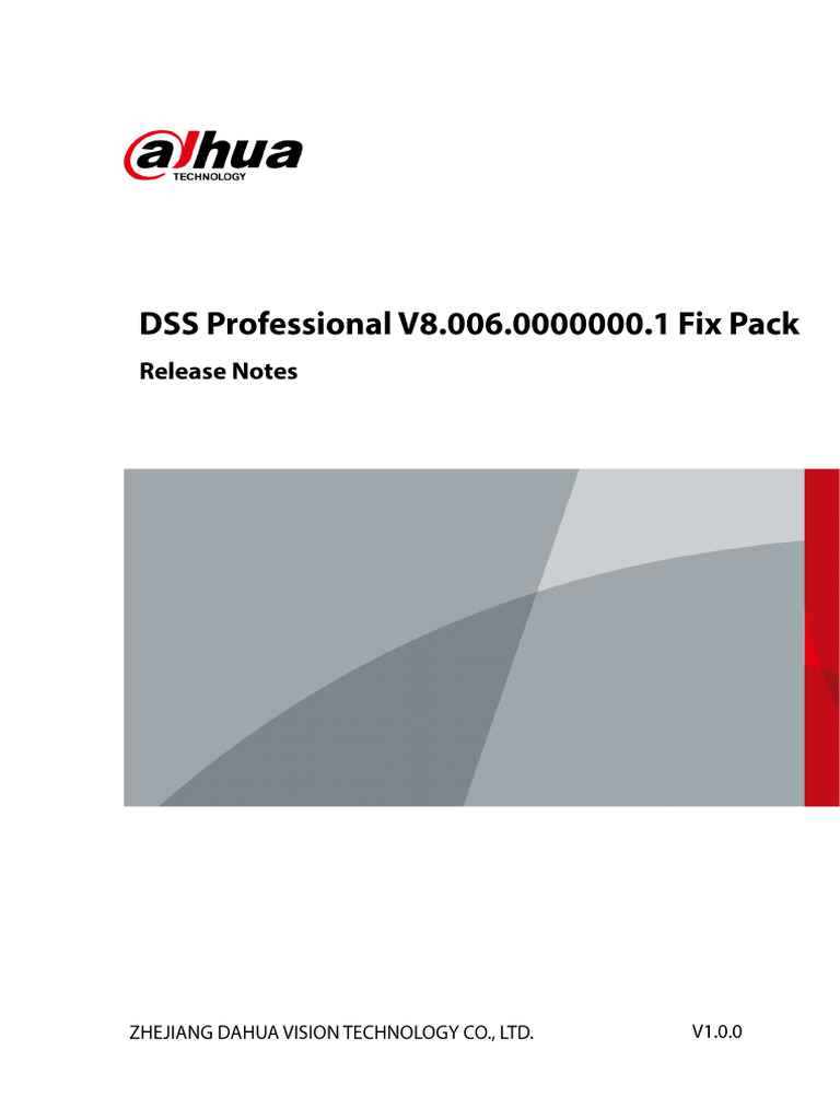 Dahua DSS Professional V8.6.0 Fix Pack - Release Notes | PDF