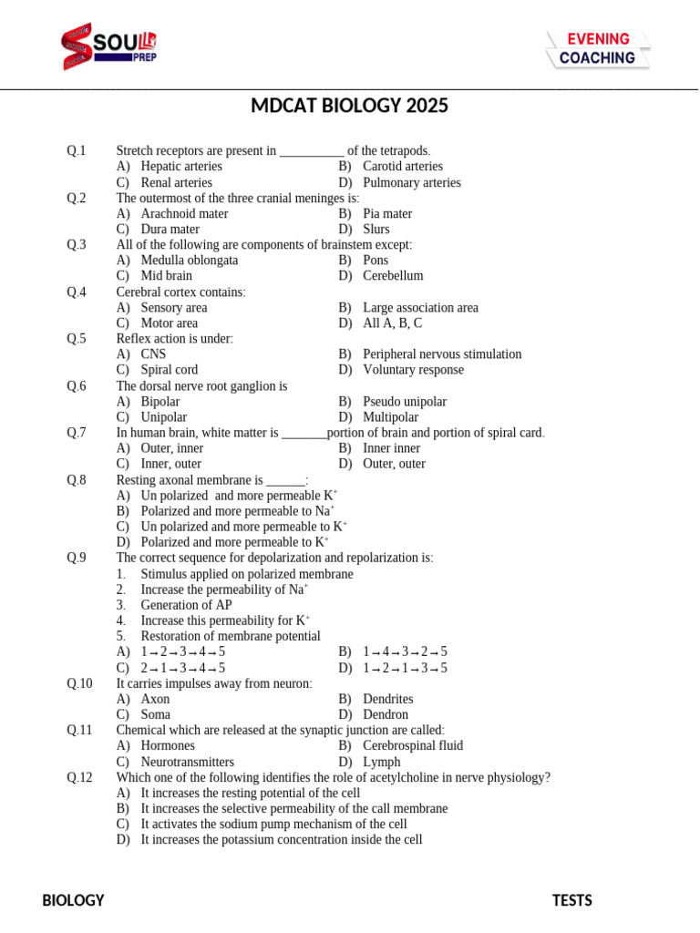 Biology Mdcat | PDF | Chemical Synapse | Neuron