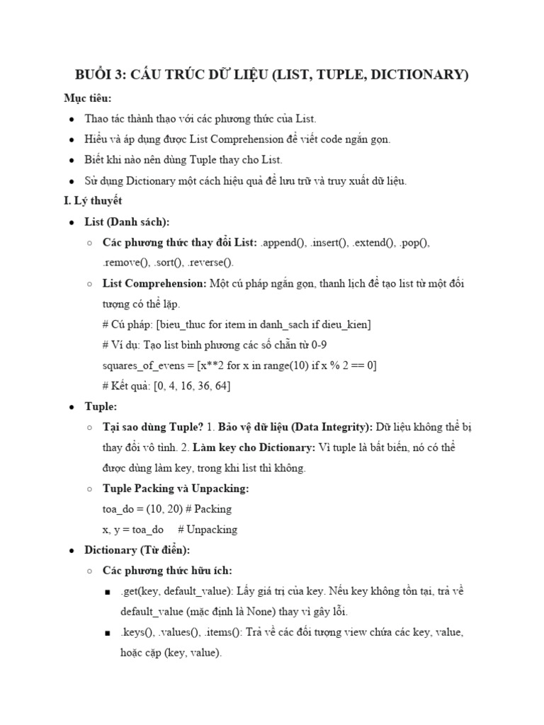 GIÁO TRÌNH TH C HÀNH PYTHON - Bu I 3 | PDF