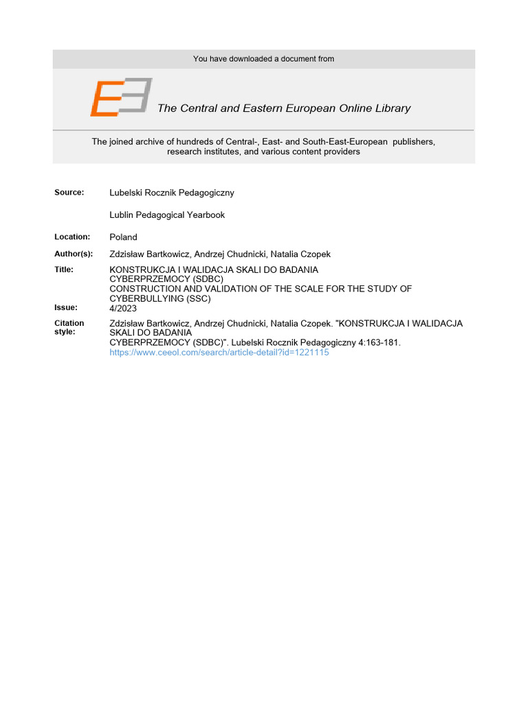 Construction and Validation of The Scale For The Study of Cyberbullying ...