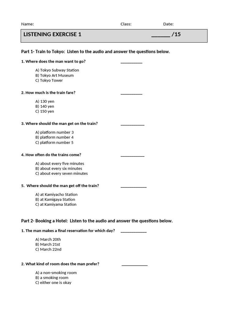 Weekly ListeningPractice 1 For ESL Students | PDF
