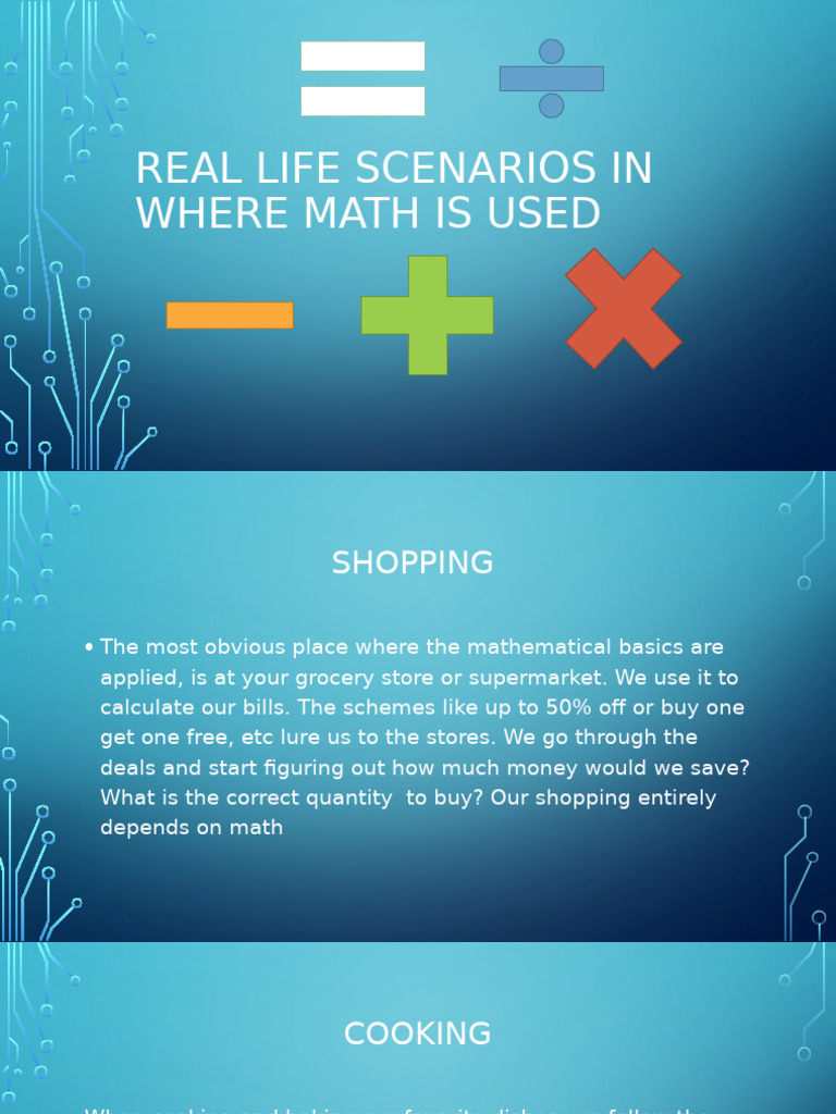 Real Life Scenarios in Where Math Is Used | PDF