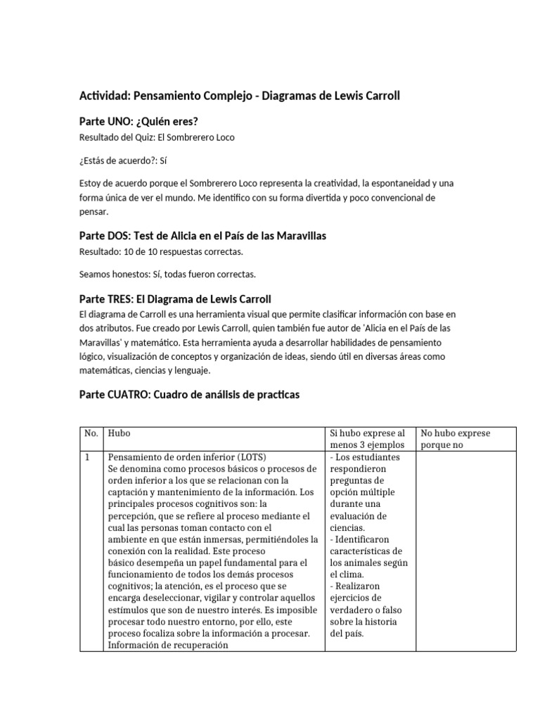 Pensamiento Complejo y Diagramas de Carroll | PDF | Pensamiento ...