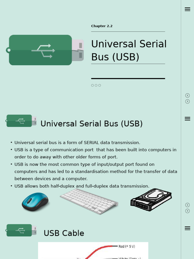 IGCSE Computer Science Chapter 2.2 Universal Serial Bus (USB) | PDF