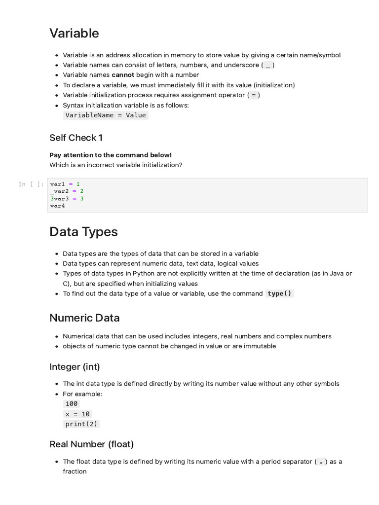 Variable and Data Types | PDF | Data Type | Variable (Computer Science)