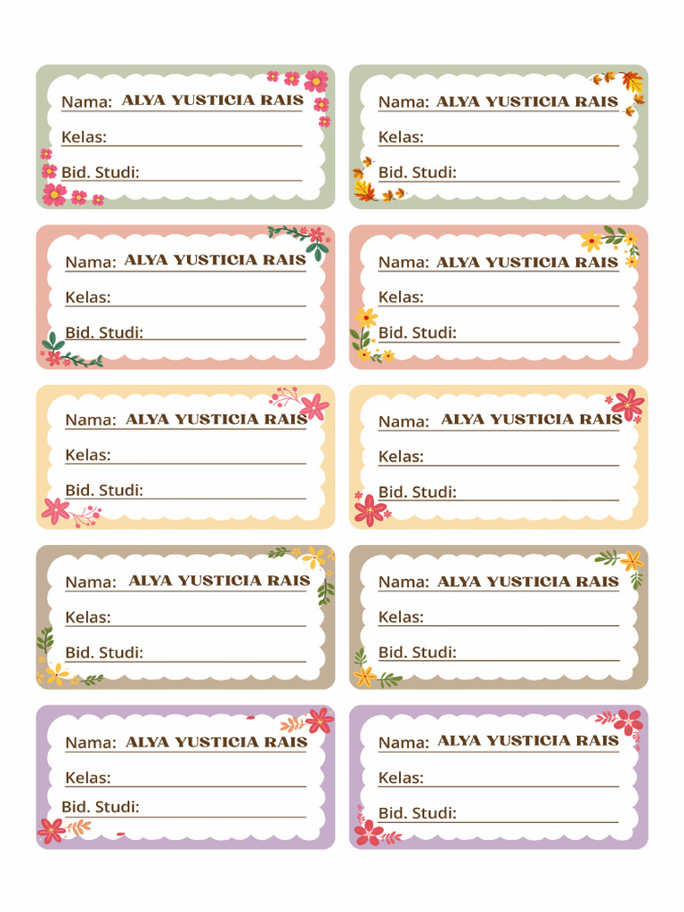 Label Nama Alya | PDF
