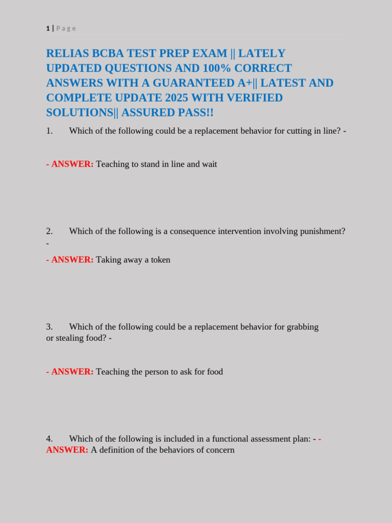 Relias Bcba Test Prep Exam | PDF | Reinforcement | System