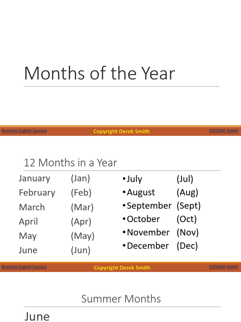 9.1 Months of The Year PDF | PDF