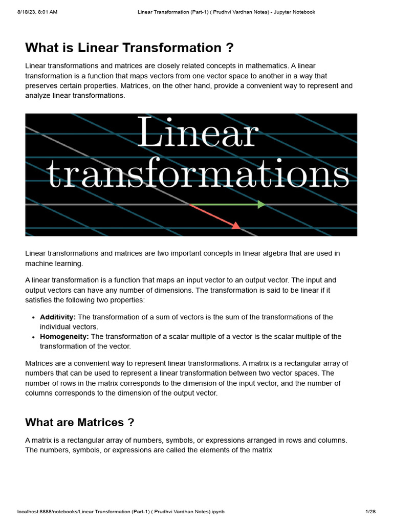 Understanding Linear Transformations | PDF | Matrix (Mathematics ...