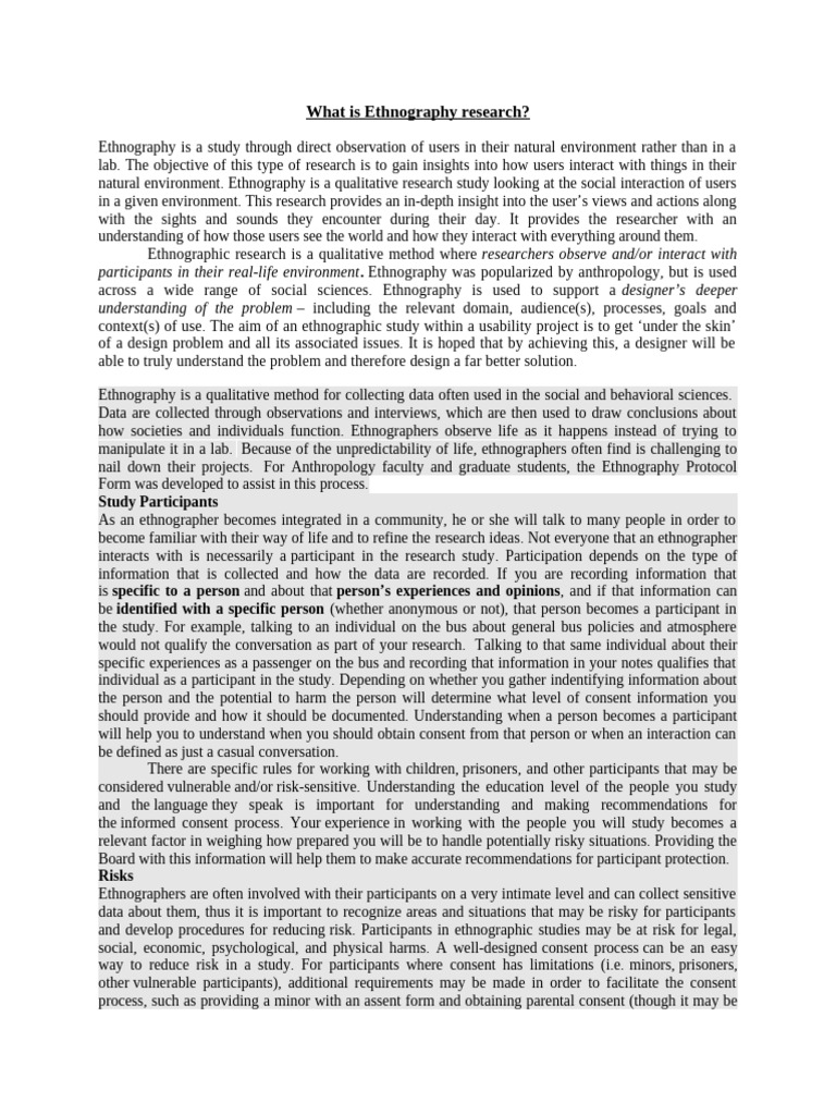 What Is Ethnography Research | PDF | Ethnography | Usability