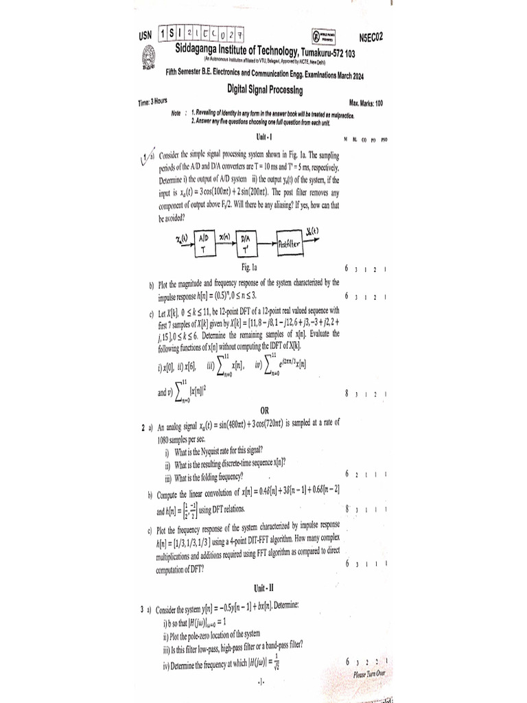 DSP Question Paper | PDF