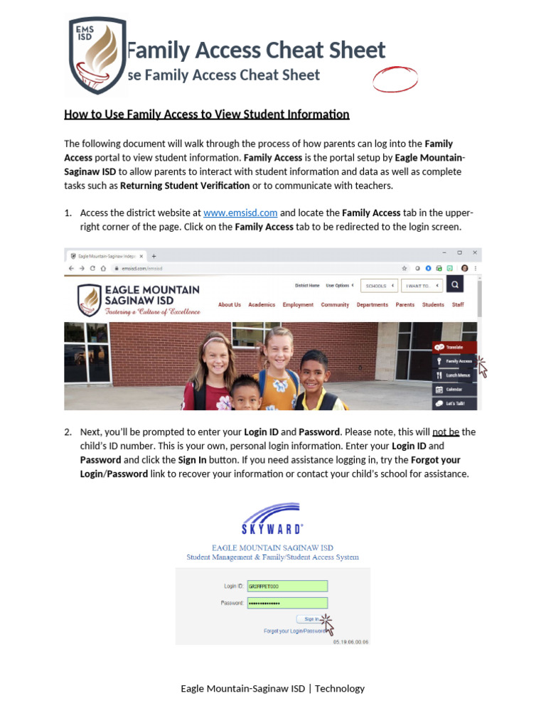 EMS Guardian - Family Access Cheat Sheet | PDF