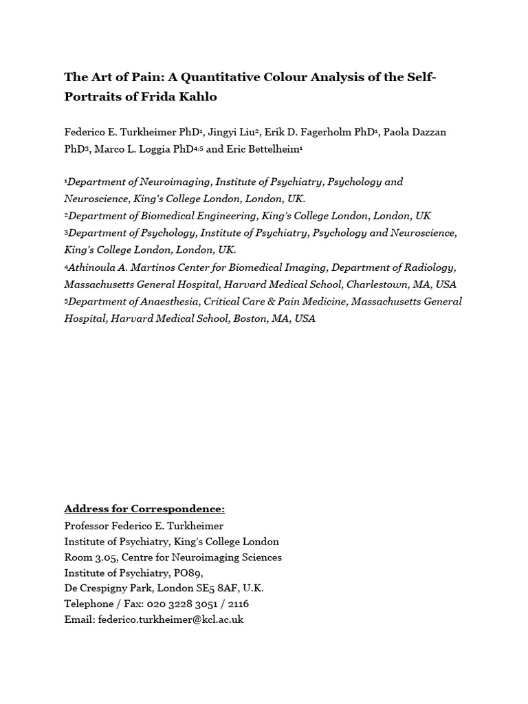 Kahlo's Pain in Colour Analysis | PDF