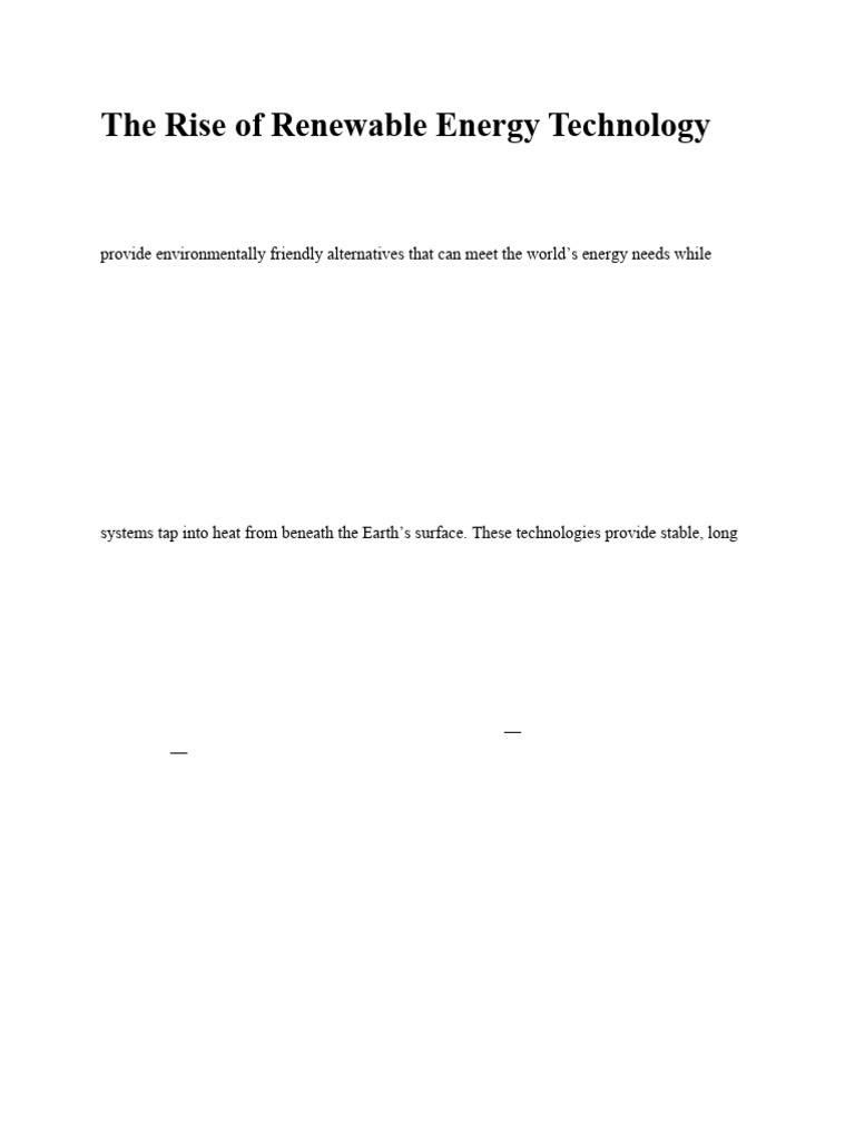 Renewable Energy Technology Trends | PDF | Energy Development ...