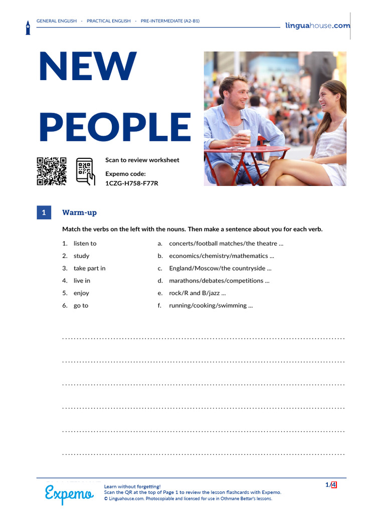 Pre-Intermediate English: New People Activities | PDF | Linguistics ...