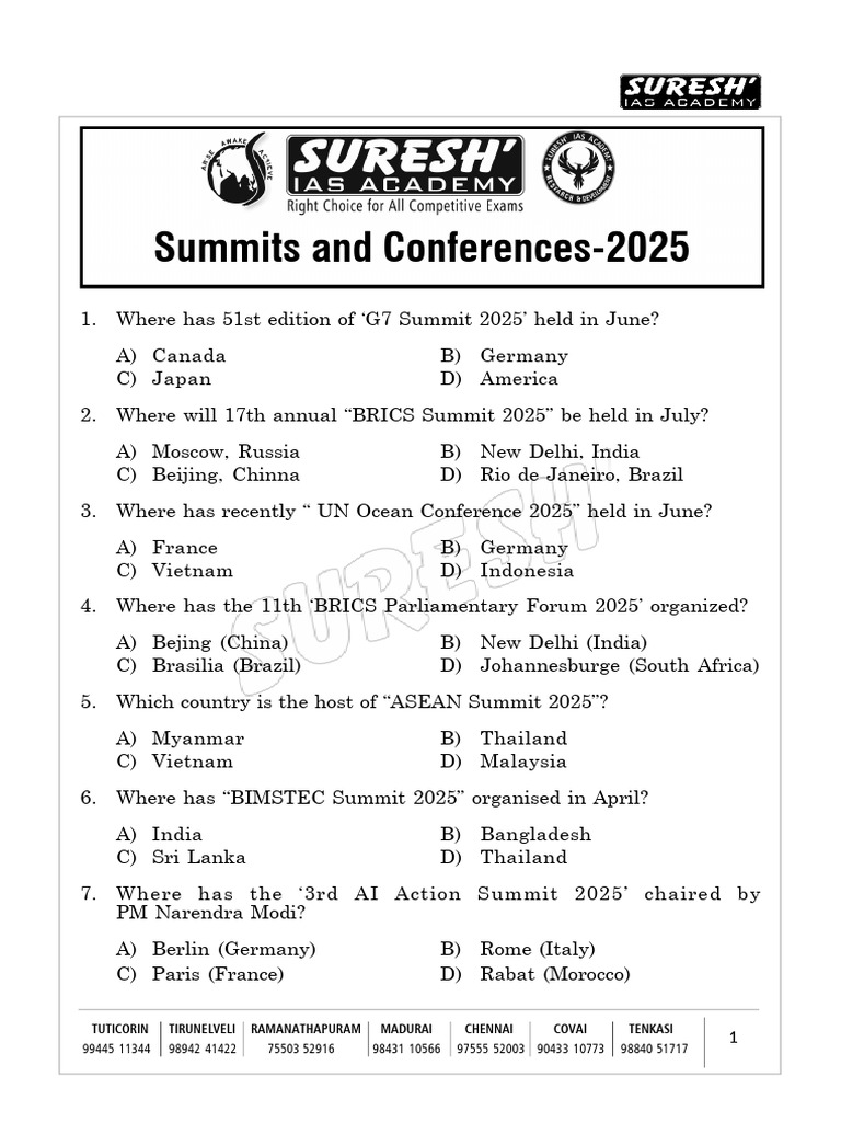 Global Summits and Conferences 2025 | PDF