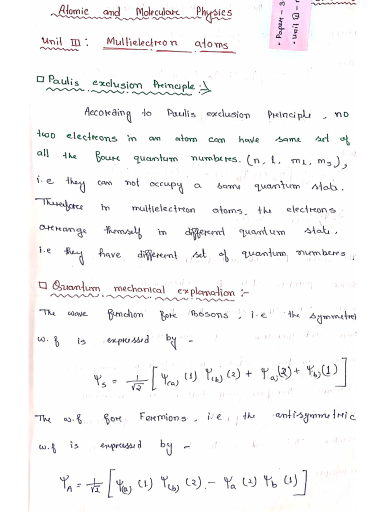 Multi Electron Atoms.. TD Ma'Am | PDF