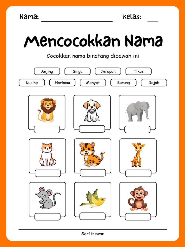 Worksheet Seri Hewan | PDF