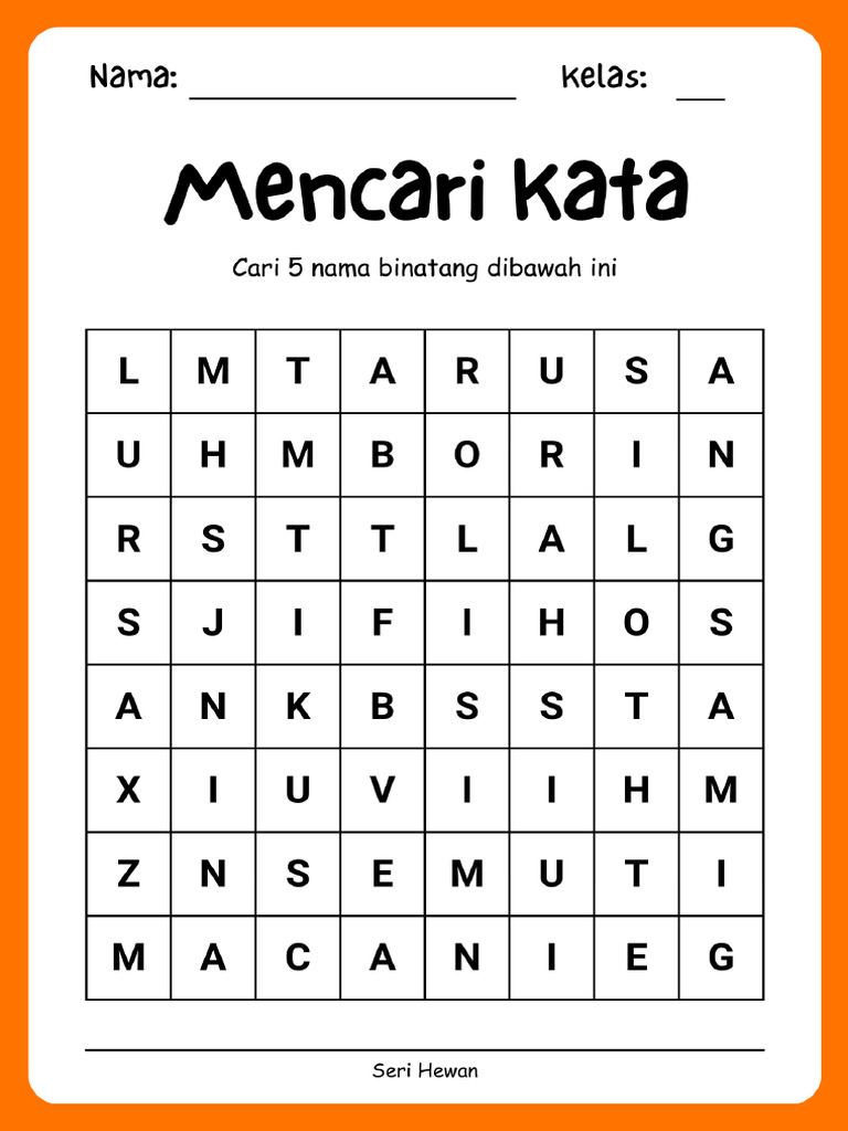 Worksheet Seri Hewan Seri 2 | PDF