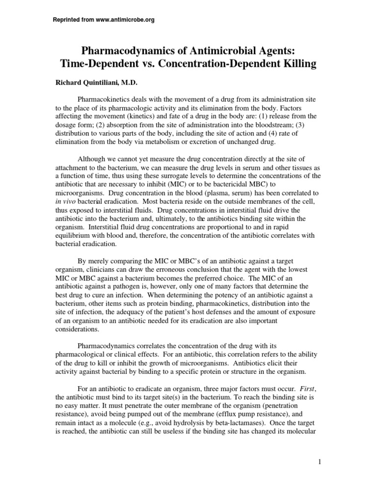 Time vs. Concentration-Dependent Killing | PDF