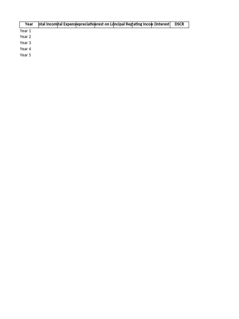 DSCR Calculation Template | PDF