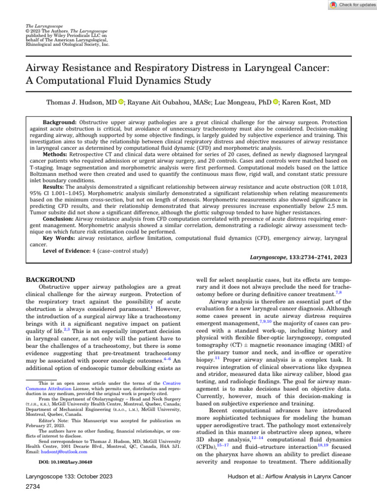 The Laryngoscope - 2023 - Hudson - Airway Resistance and Respiratory ...