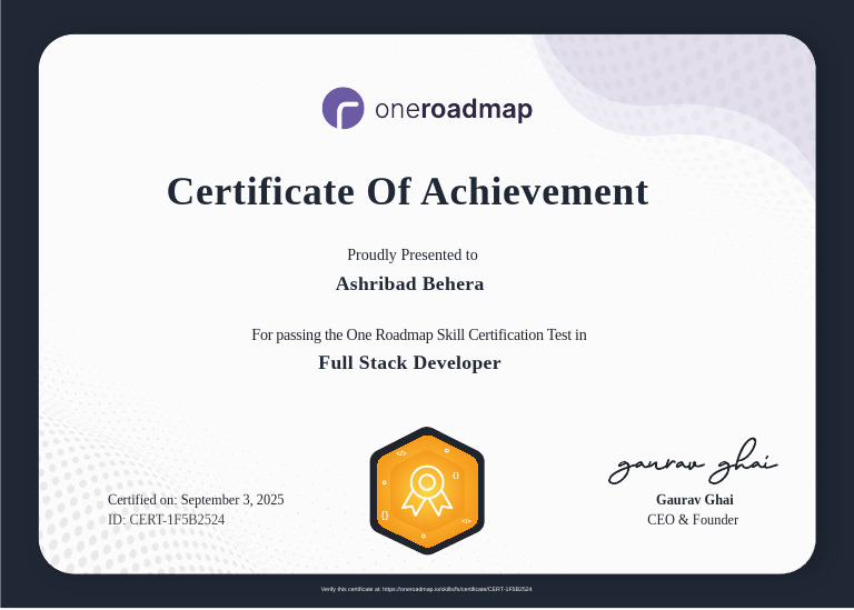 Full Stack Developer-Certificate | PDF