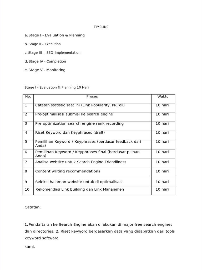 PDF Contoh Laporan Timeline SEO | PDF