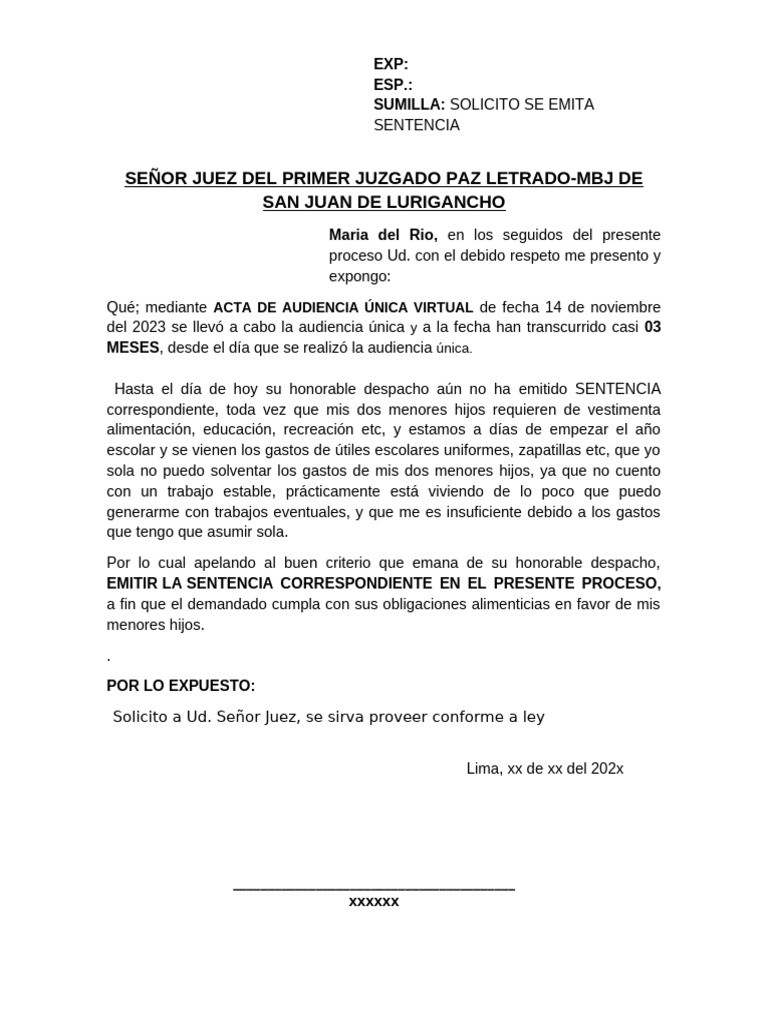 Solicito Se Emita Sentencia | PDF