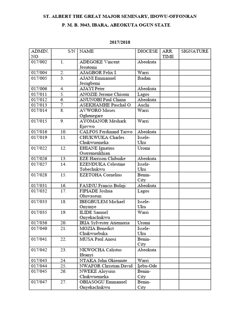 2025 To 2026 ARRIVAL LIST | PDF