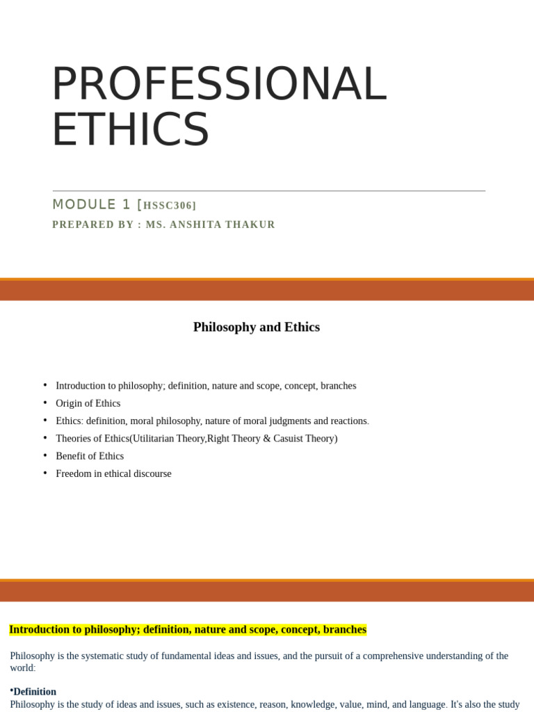 Professional Ethics - m1 | PDF | Knowledge | Epistemology