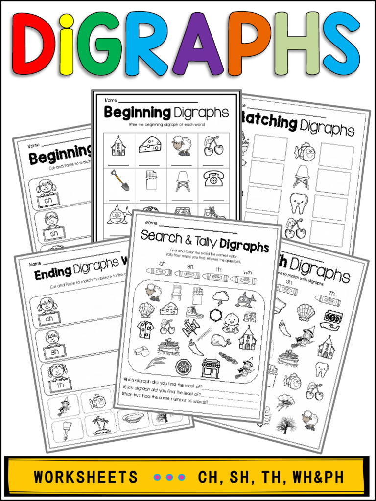 FREE Digraph Worksheet Packet CH SH TH WH Ph-1 | PDF | Linguistics ...