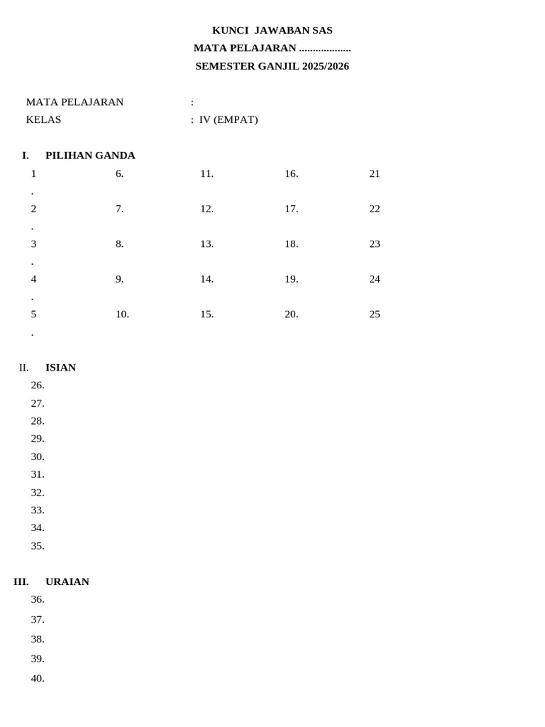 Template Kunci Jawaban | PDF