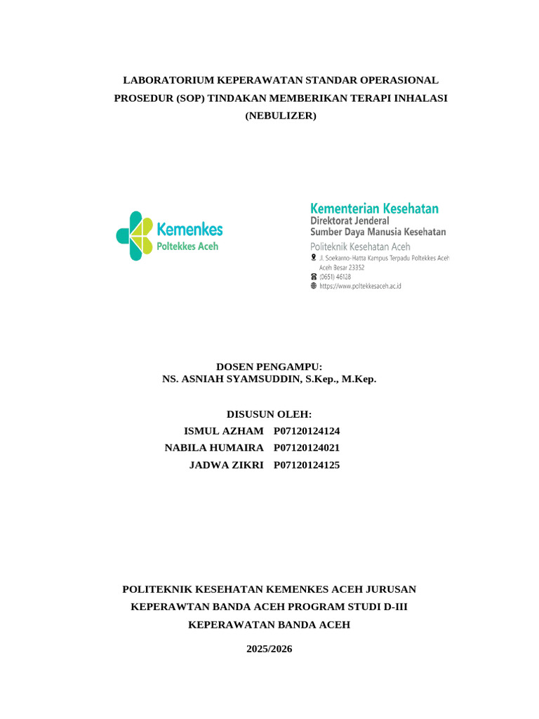 SOP Terapi Inhalasi Nebulizer Keperawatan | PDF