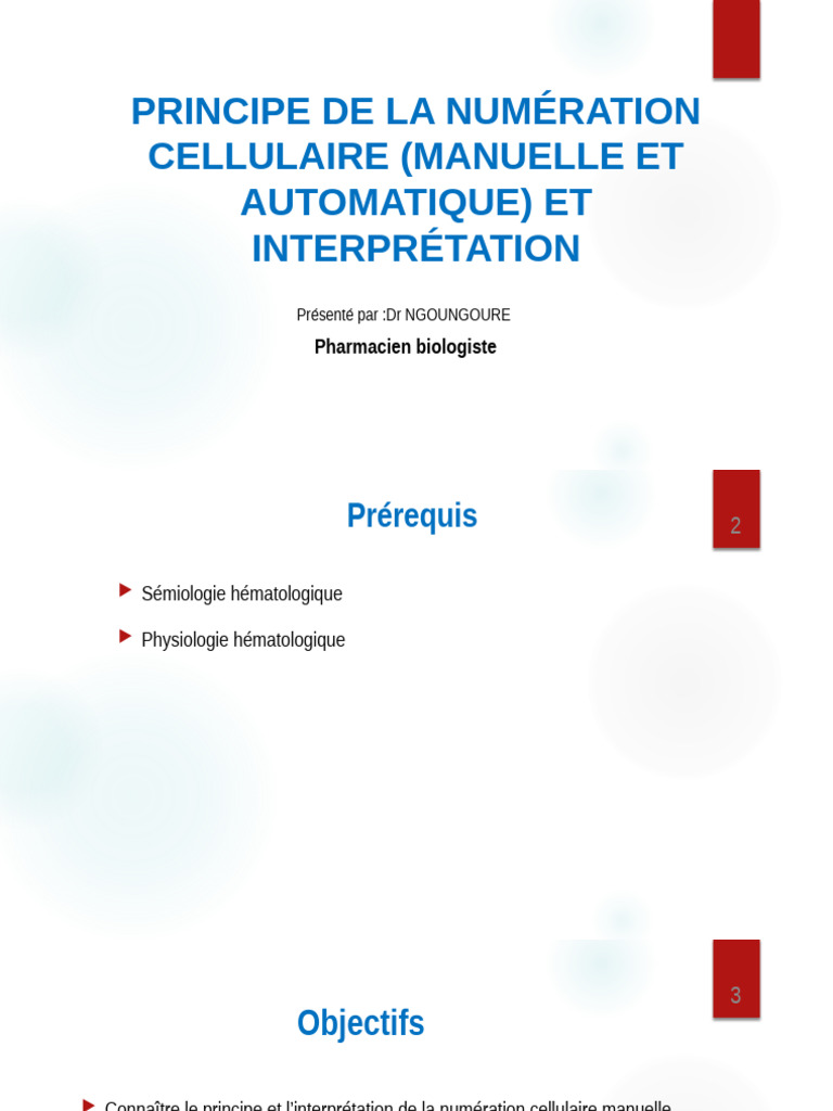Principes de numération cellulaire | PDF | Hématologie | Sang