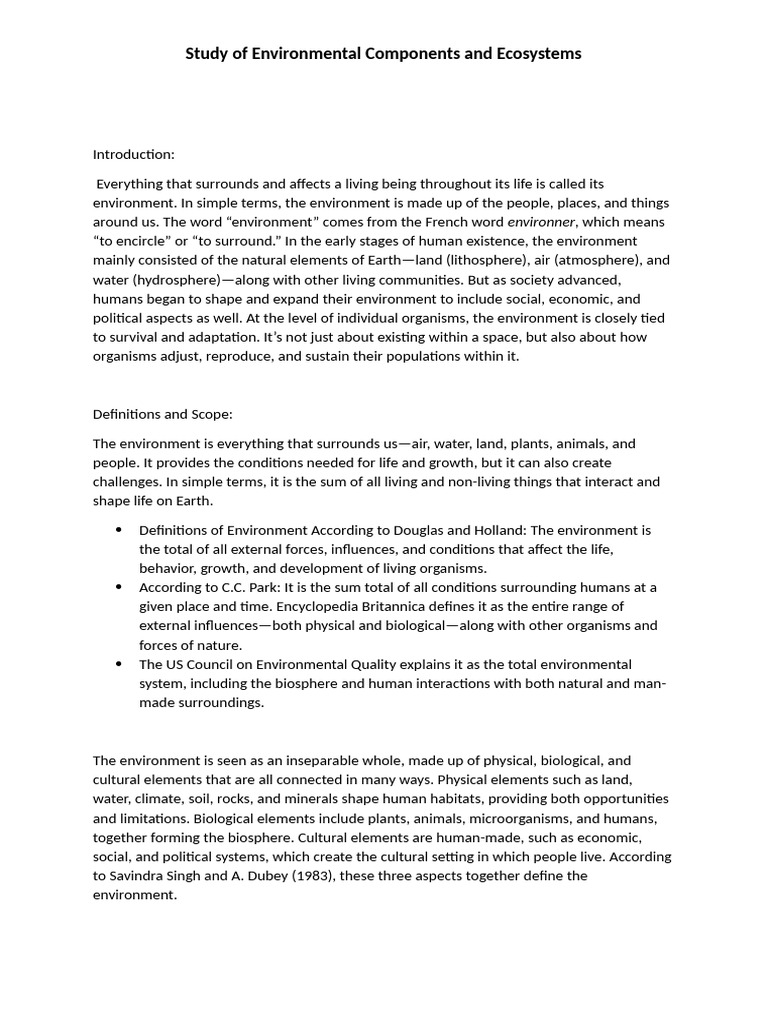 Environmental Components and Ecosystems | PDF | Natural Environment | Earth