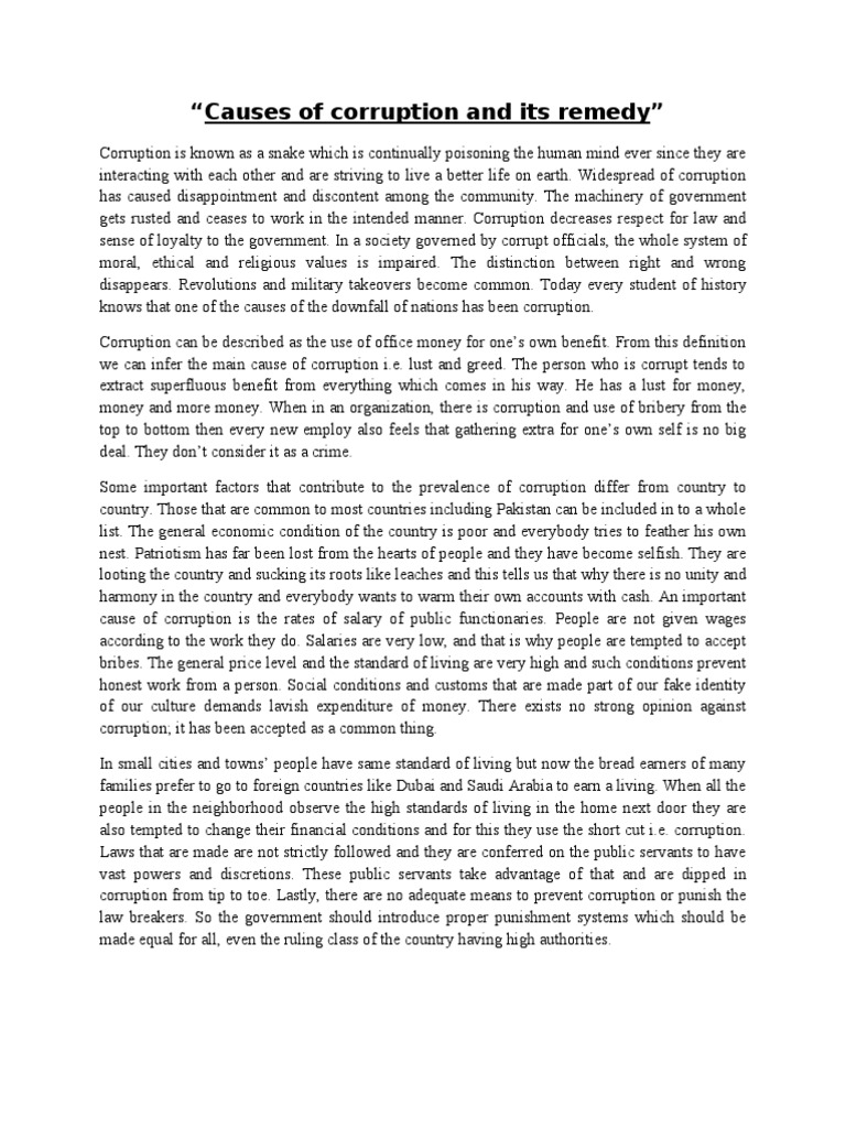 Causes and Remedies of Corruption | PDF | Corruption | Salary