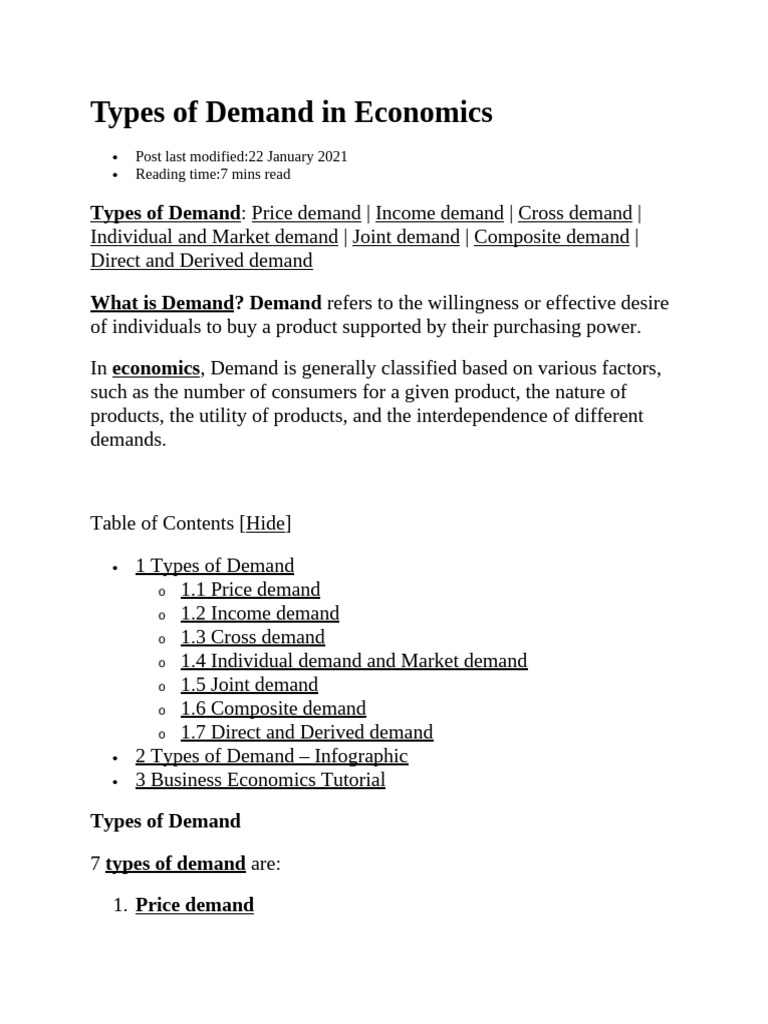 Types of Demand in Economics-AS21 | PDF | Demand | Business Economics