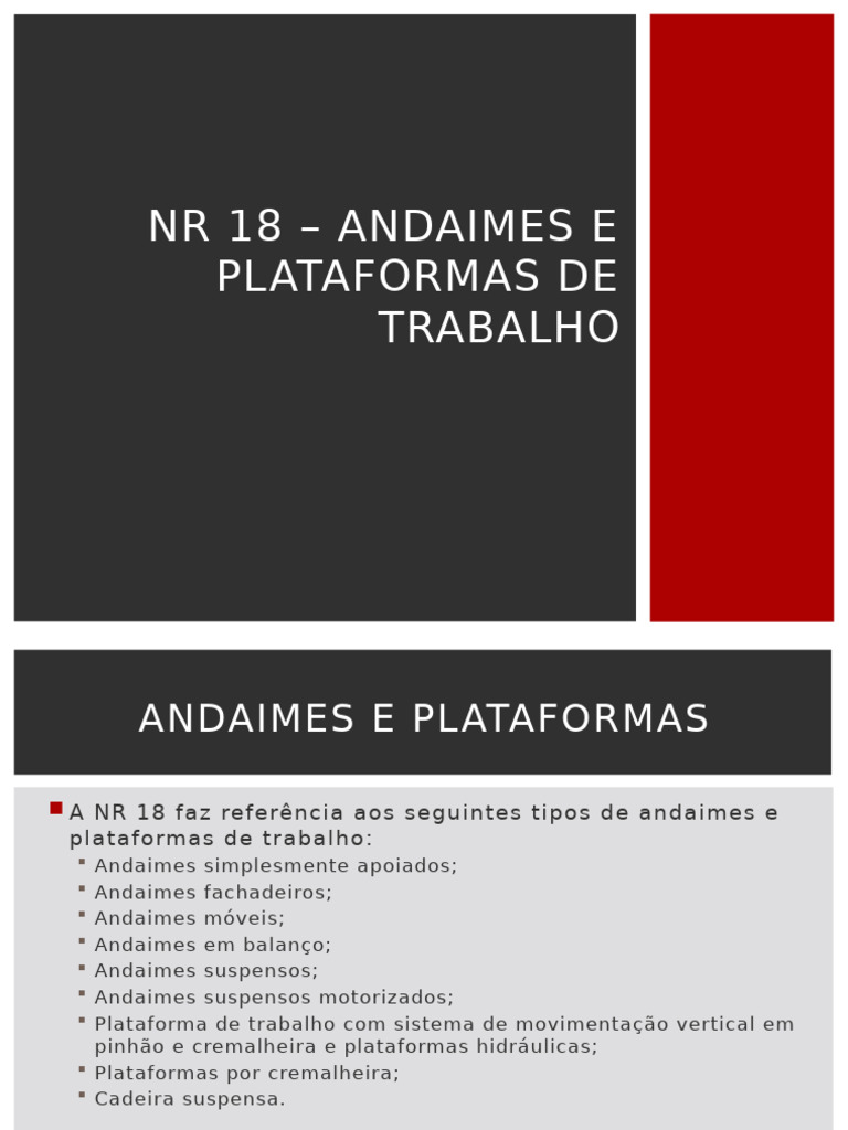NR 18: Tipos de Andaimes e Segurança | PDF | Andaime
