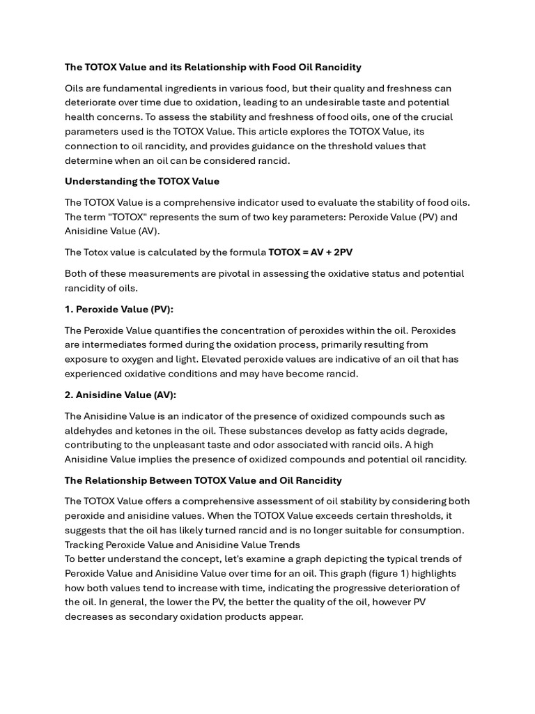 Understanding TOTOX Value in Oils | PDF | Chemical Substances | Chemistry