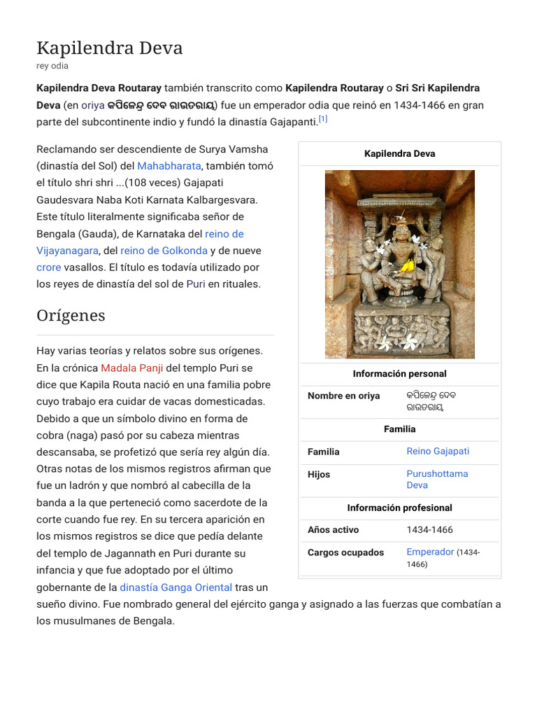 Kapilendra Deva Deixas - Wikipedia, La Enciclopedia Libre | PDF