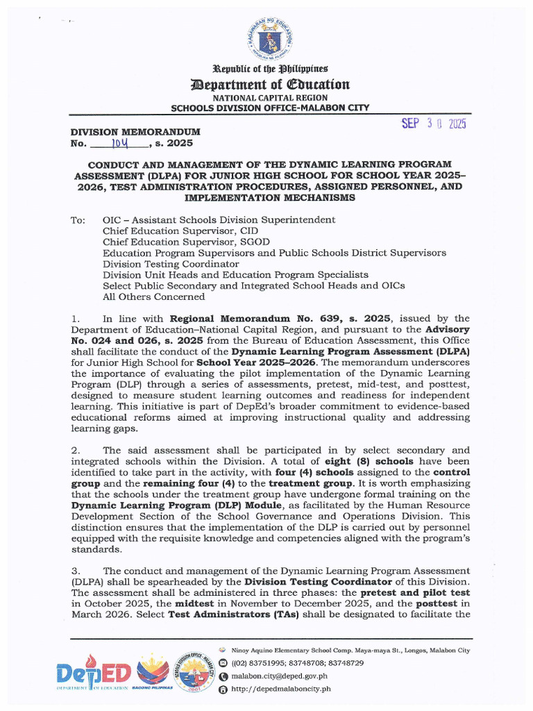 Nm-25-104 Conduct and Management of the Dynamic Learning Program ...