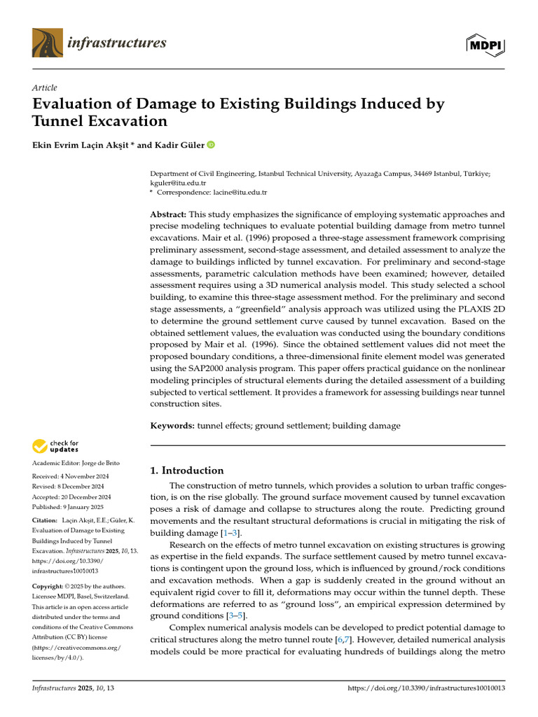 Evaluation of Damage To Existing Buildings Induced by Tunnel Excavation ...