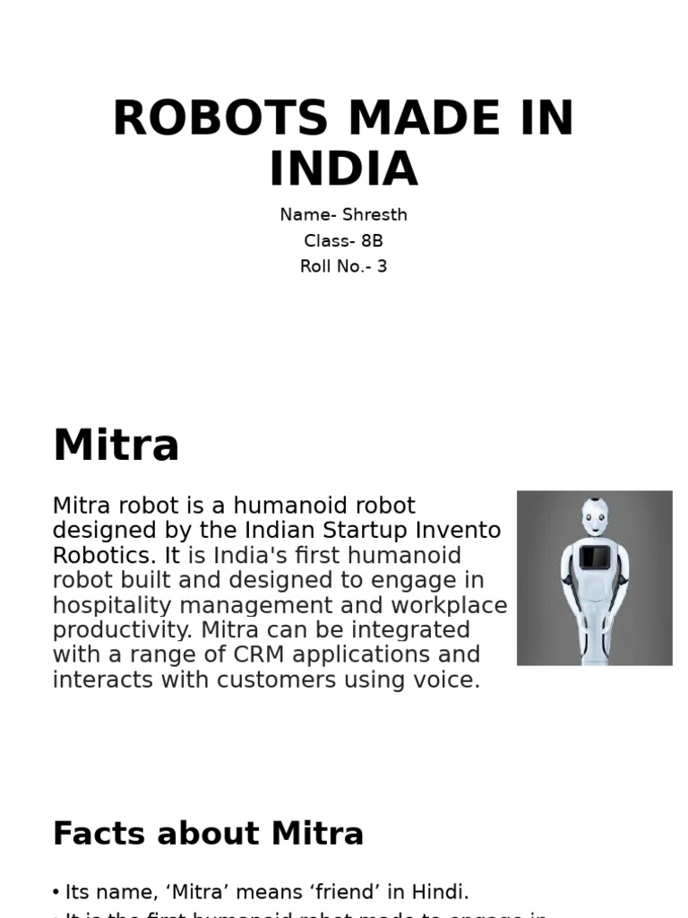 India's Humanoid Robots: Mitra & IRA 2.0 | PDF